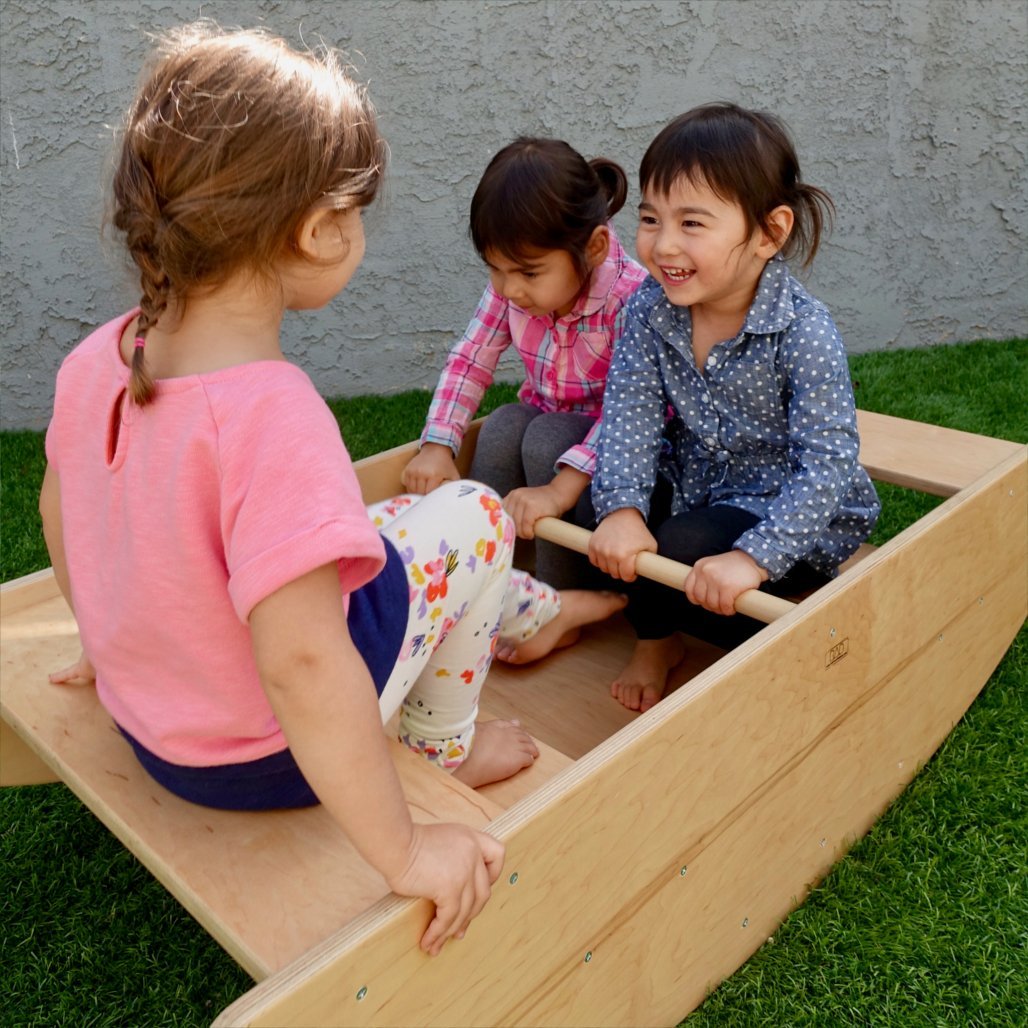 Toddlers Rocking Boat: Wooden Stairs & Play Set